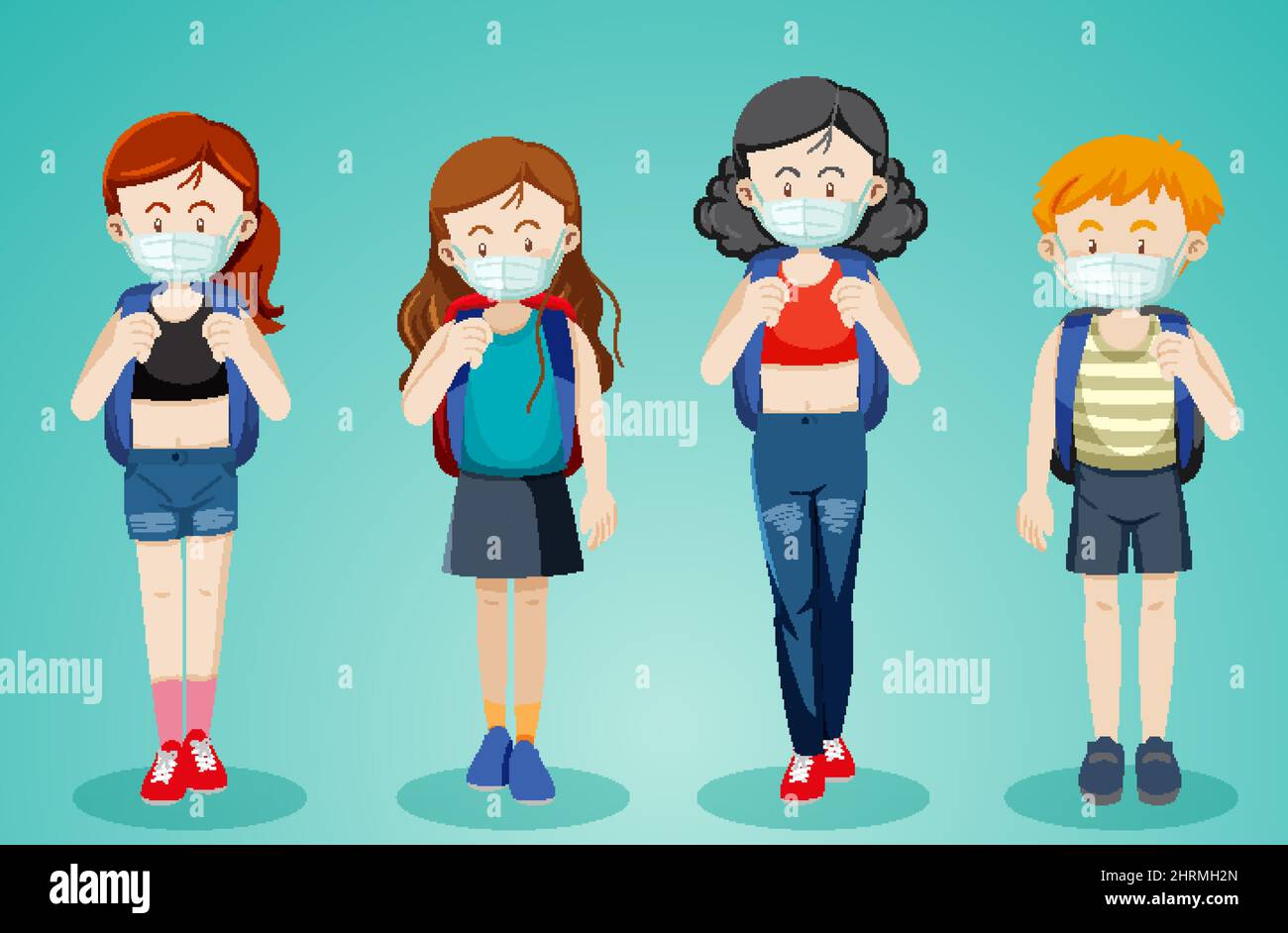 Set of different people wearing mask illustration Stock Vector Image ...