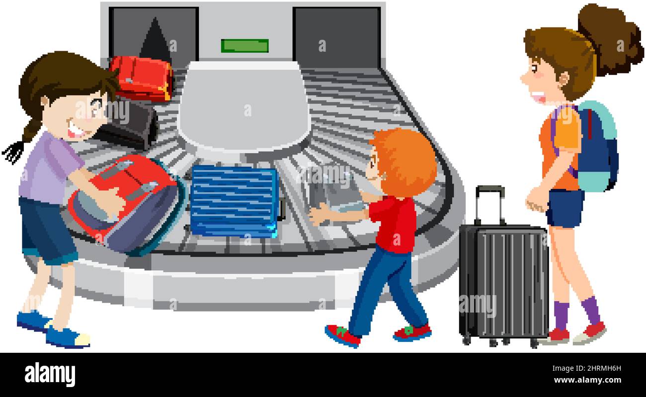 Arrival passengers waiting for their luggages illustration Stock Vector ...