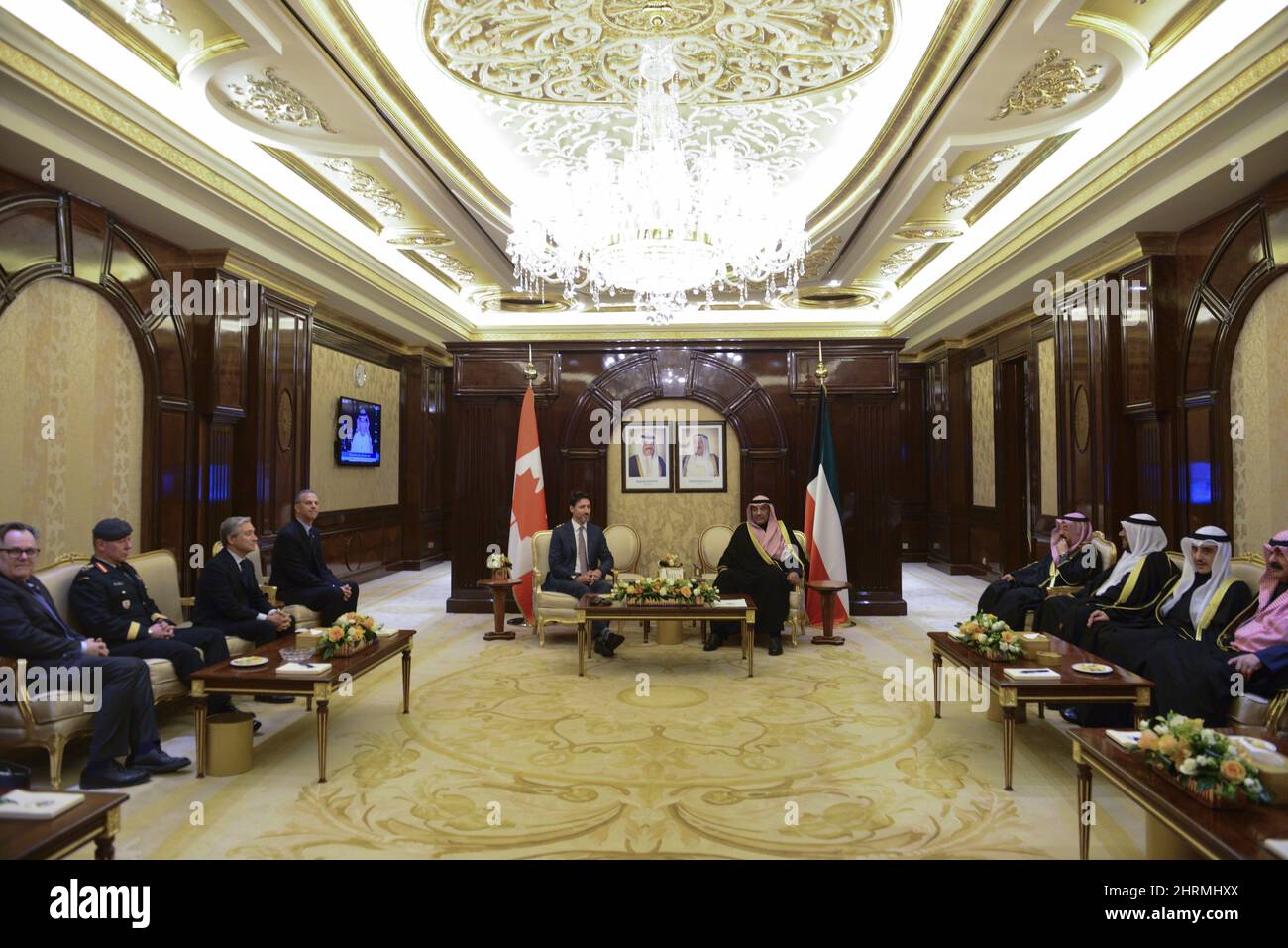 Prime Minister Justin Trudeau takes part in a meeting at Bayan Palace ...