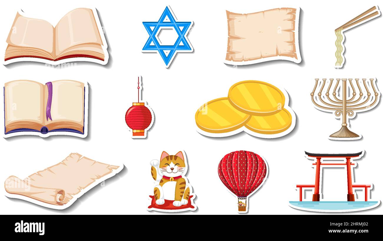 Set of different traditional objects illustration Stock Vector Image ...