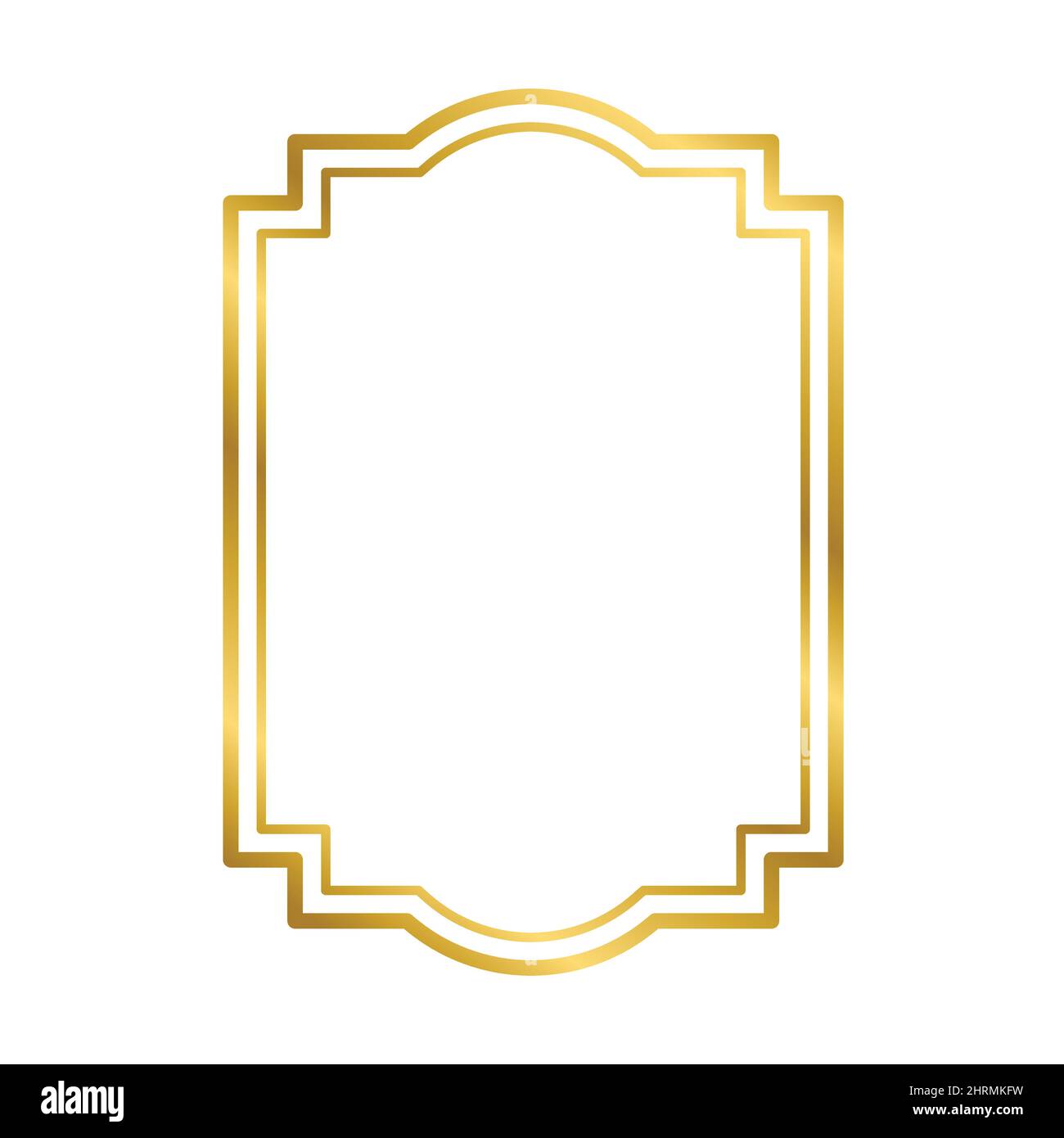 Gold shiny glowing vintage rectangle frame with shadows isolated on ...