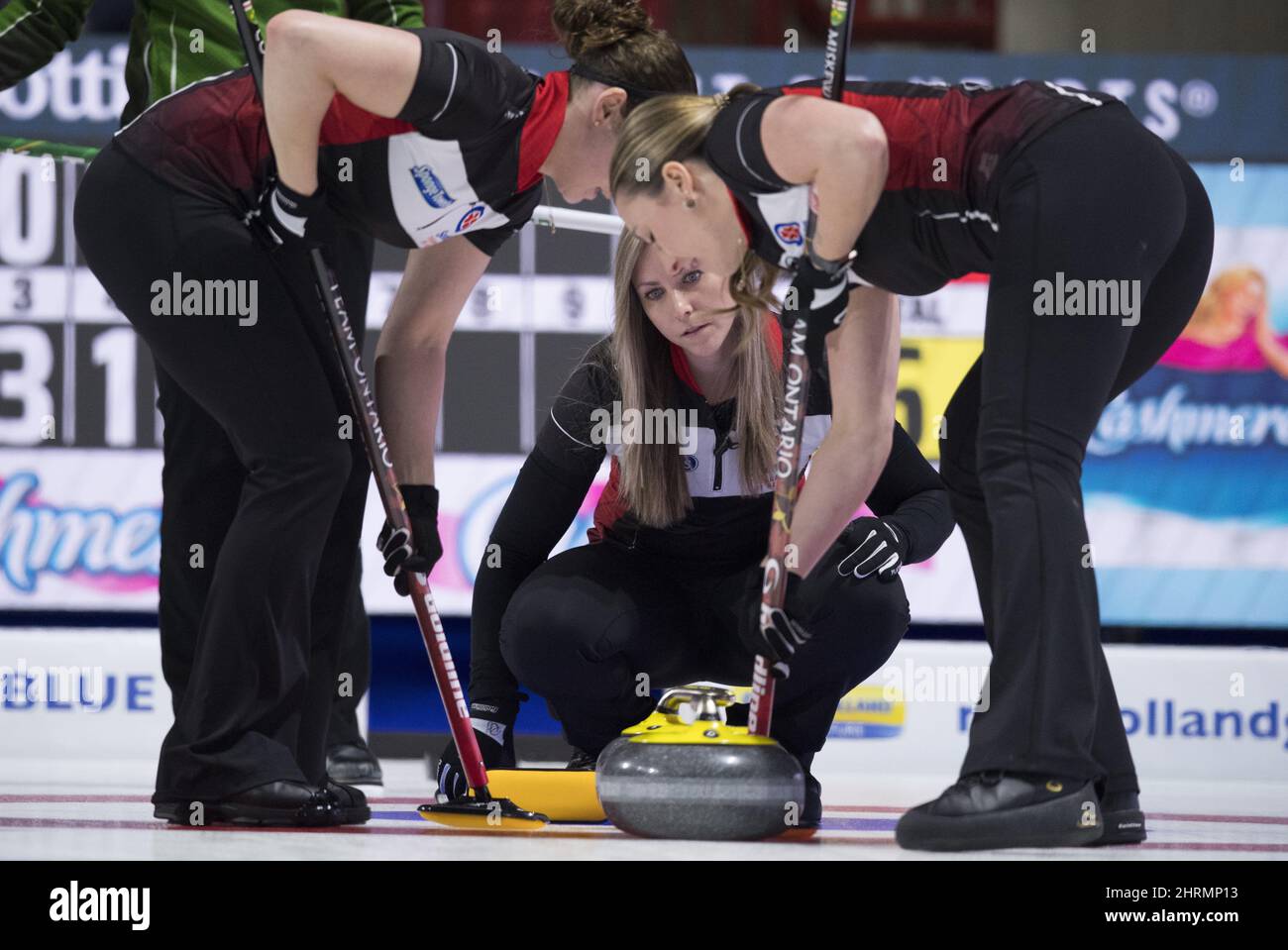 Team Ontario skip Rachel Homan watches a shot during draw 18 against ...