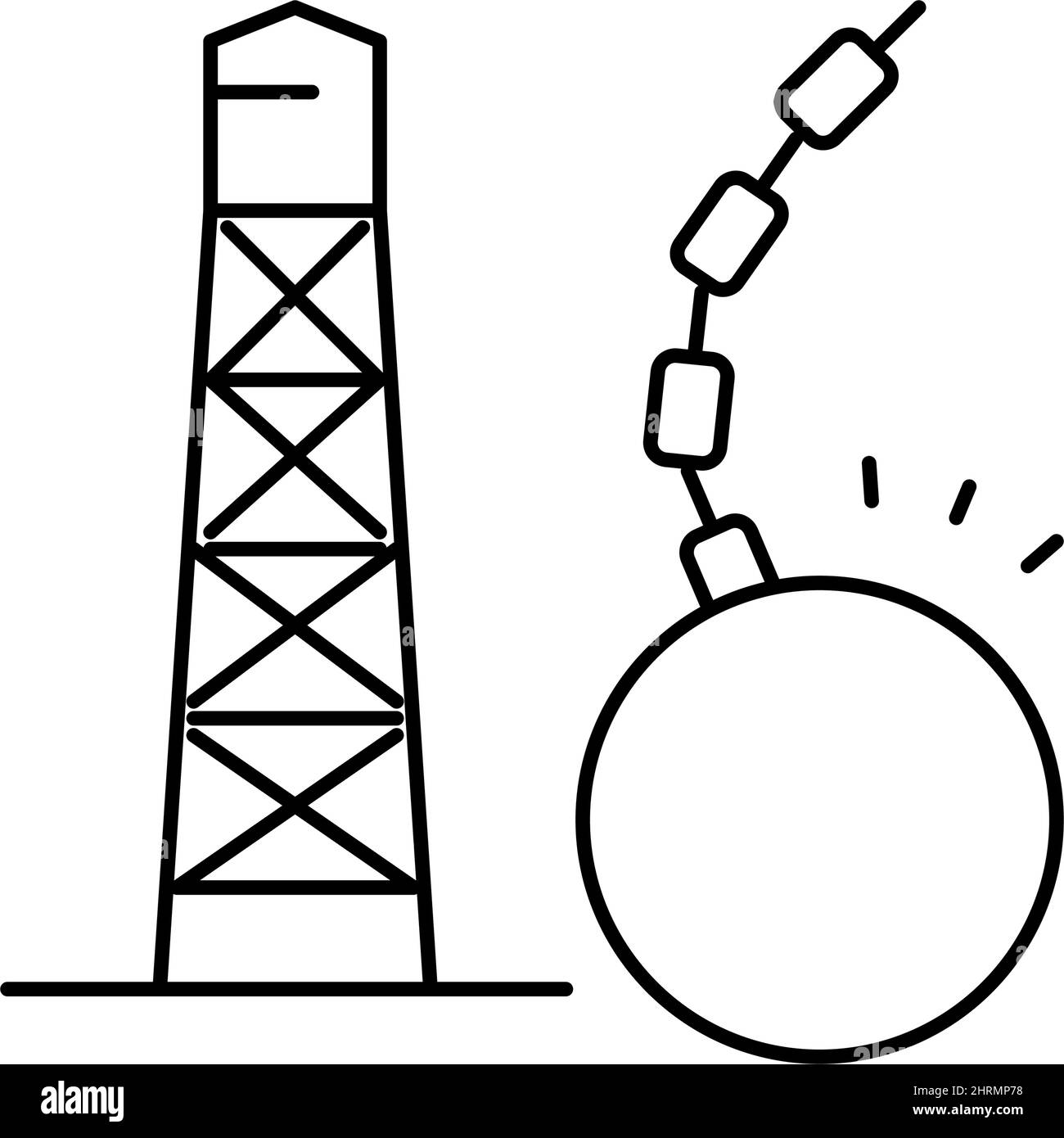 tower demolitions line icon vector illustration Stock Vector Image ...