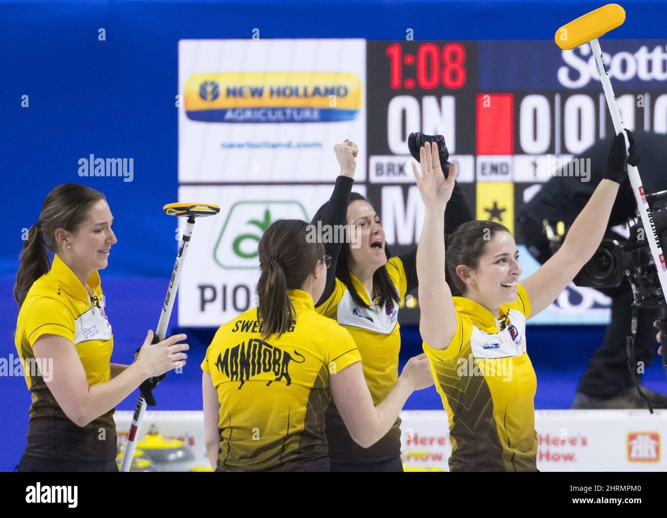 Team Manitoba lead, Briane Meilleur, left to right, third Val Sweeting ...