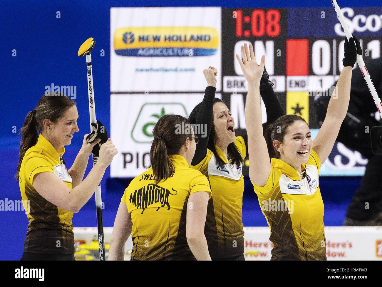 Team Manitoba lead, Briane Meilleur, left to right, third Val Sweeting ...