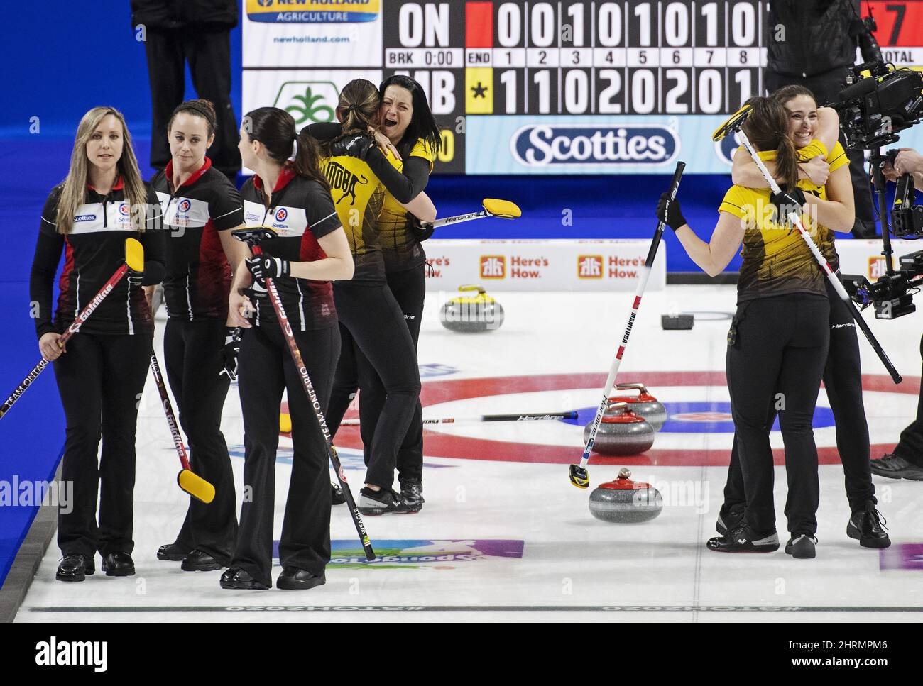 Team Manitoba lead, Briane Meilleur, back left to right, skip Kerri ...