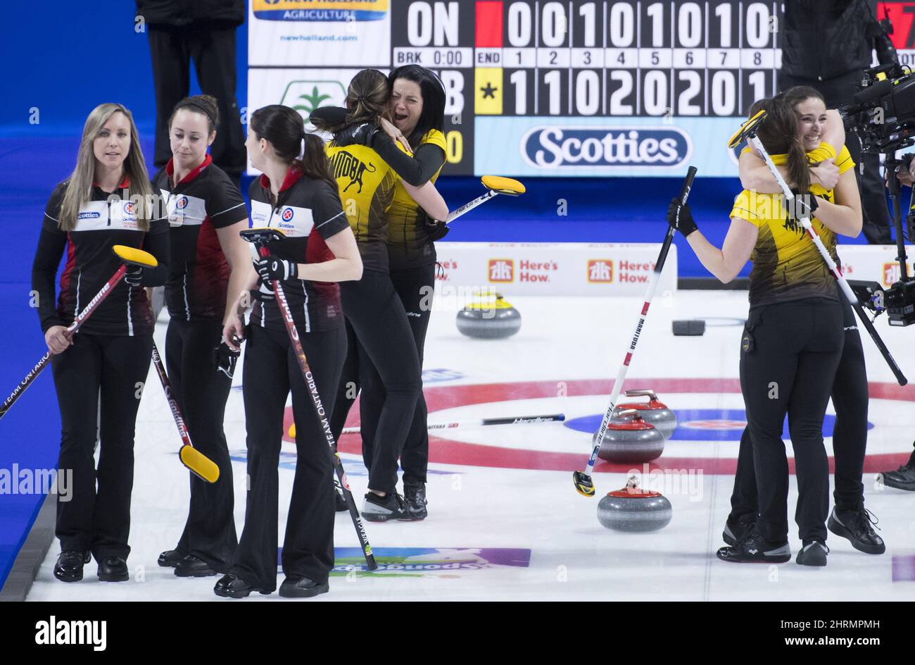 Team Manitoba lead, Briane Meilleur, back left to right, skip Kerri ...