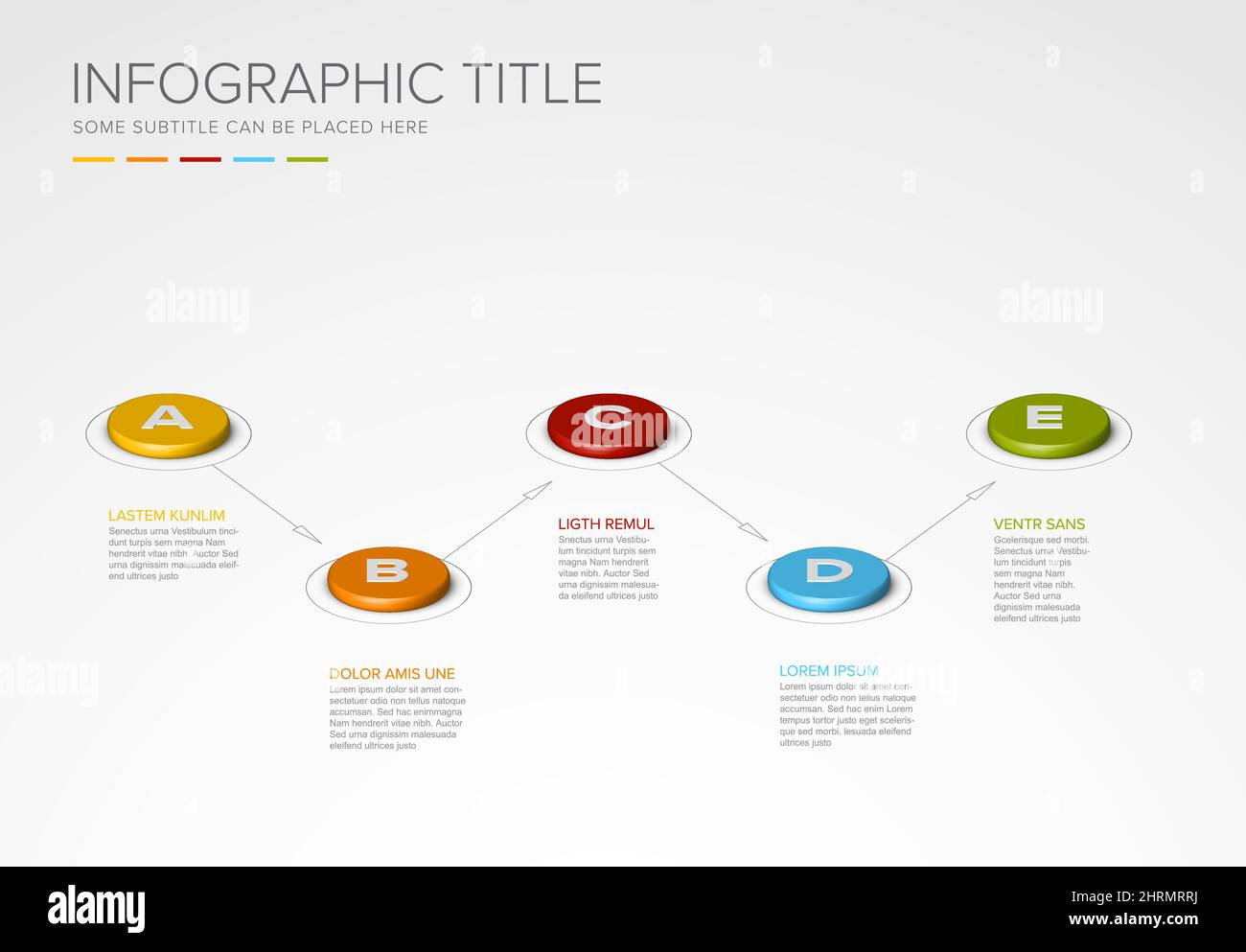 Vector multipurpose Infographic template made from five color buttons ...