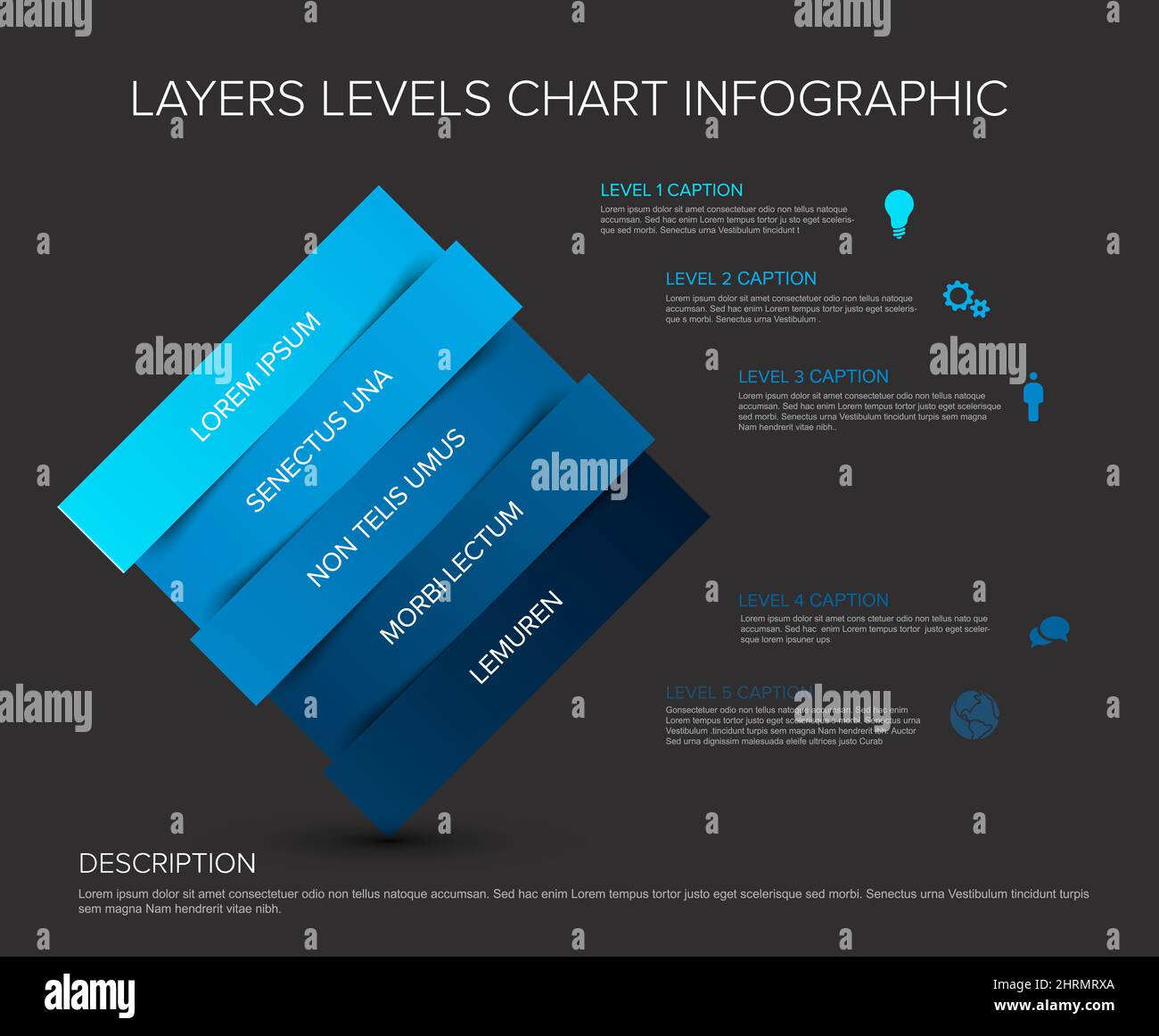 Layers levels infographic template - blue stripe layers in square ...