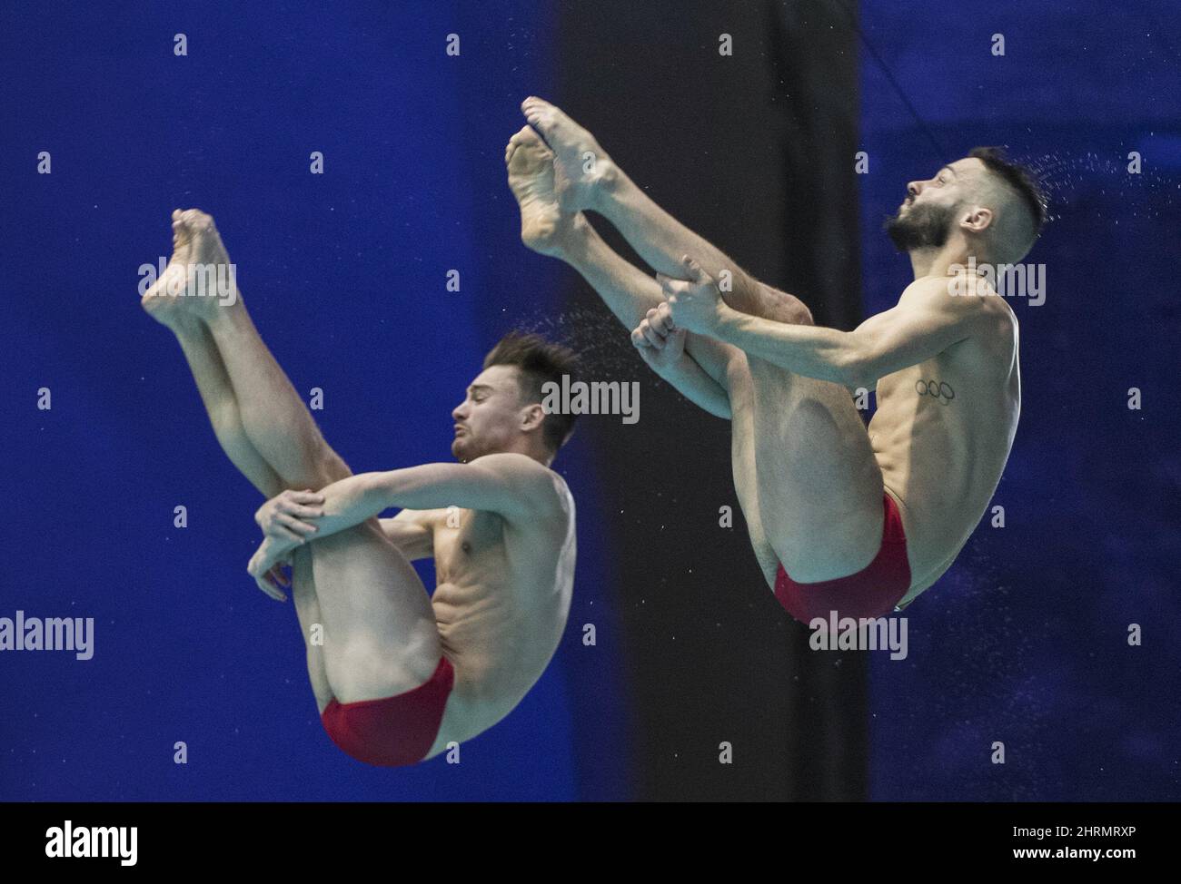Philippe Gagne and Francois Imbeau-Dulac of Canada perform a dive ...