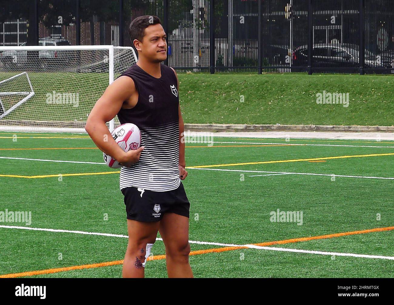 Toronto Wolfpack's Chase Stanley is shown on the practice pitch in ...