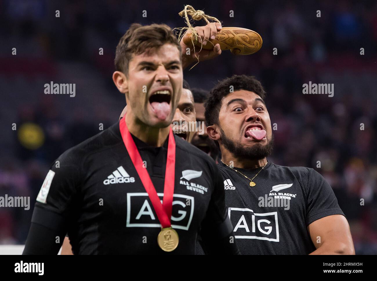 New Zealand's Ngarohi McGarvey-Black, back right, and Andrew Knewstubb ...