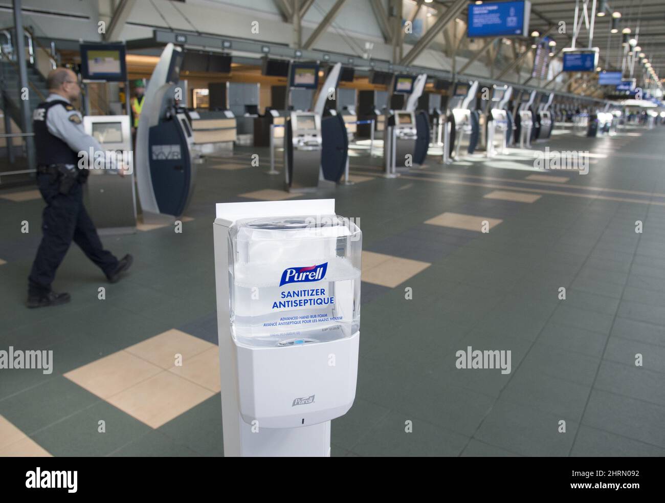 A Purell hand sanitizing station is pictured at Vancouver International ...