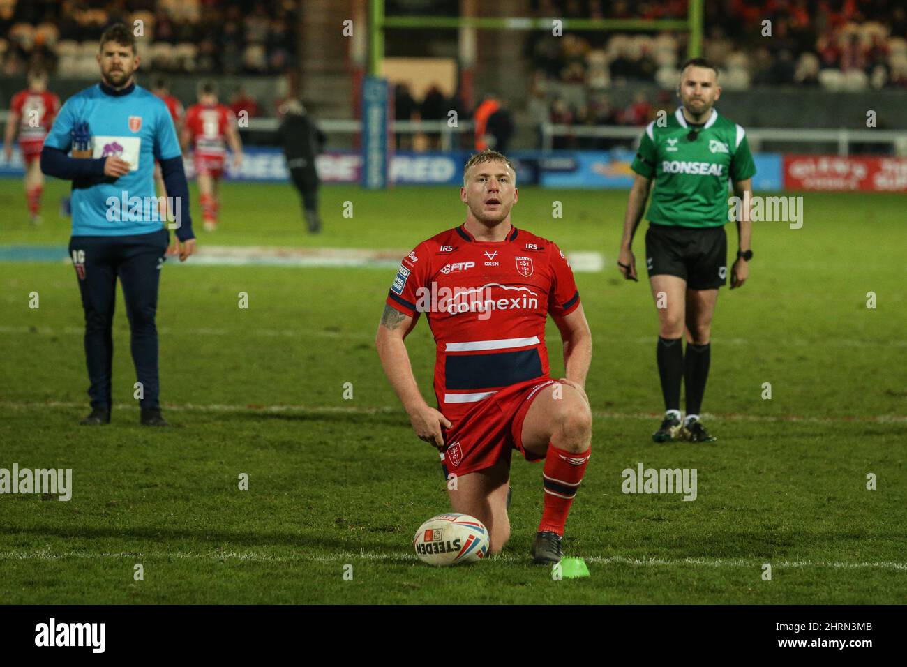 Jordan Abdull 7 Of Hull KR Prepares To Take A Conversion Kick In On 2