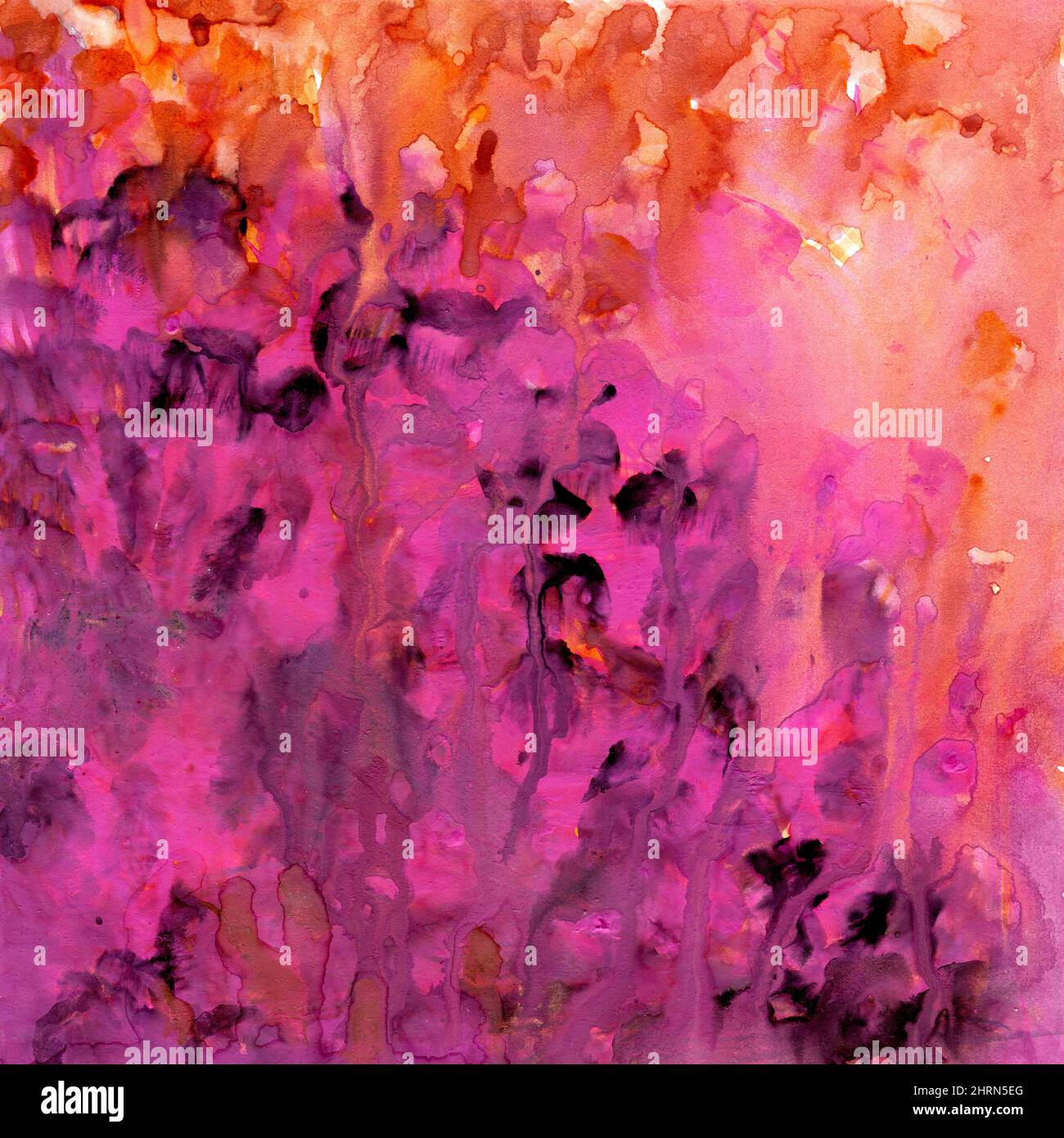 Layered abstract painting. Watercolor background in pink shades. Square ...