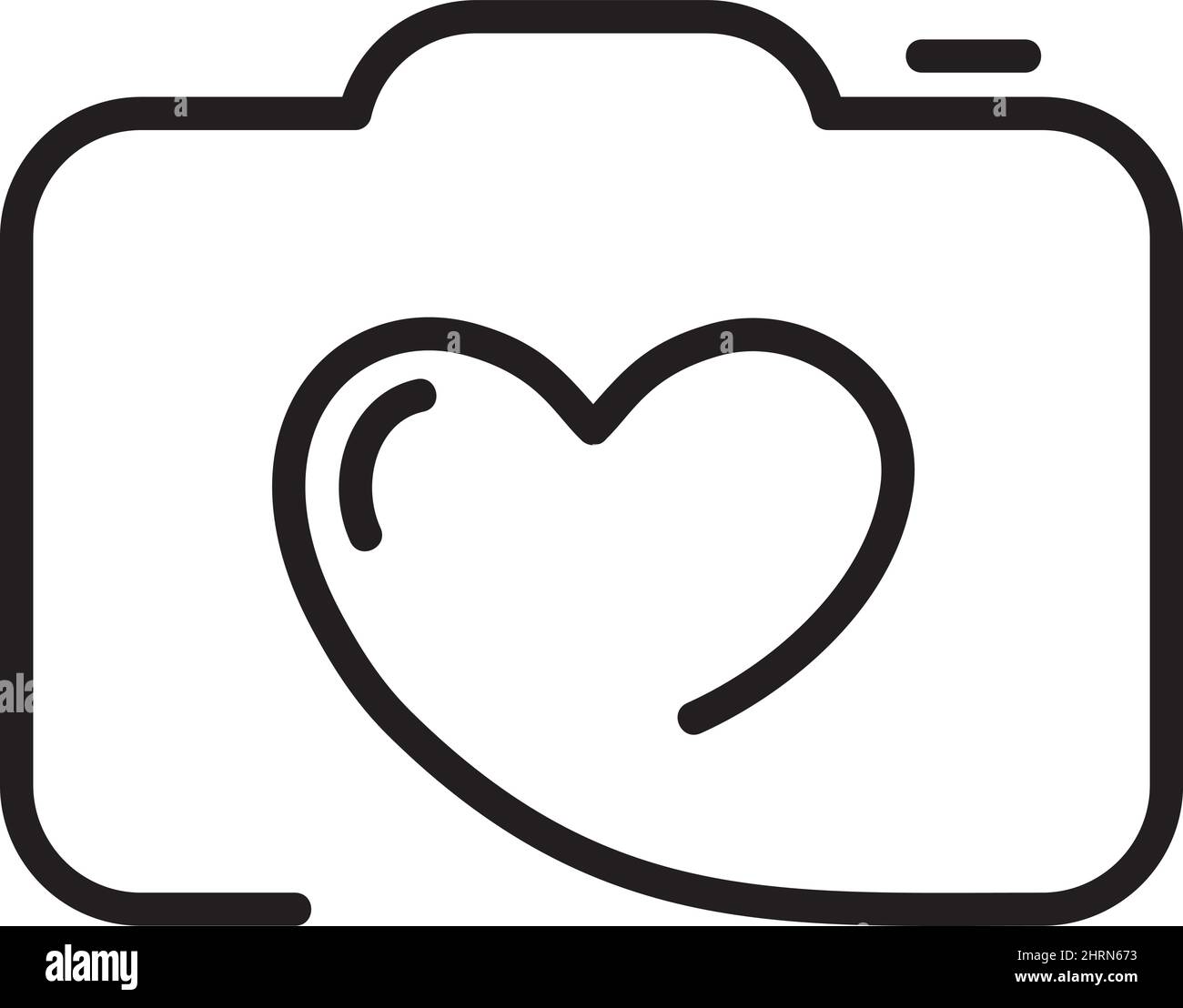 Vector monoline cute camera with heart inside icon photographer ...