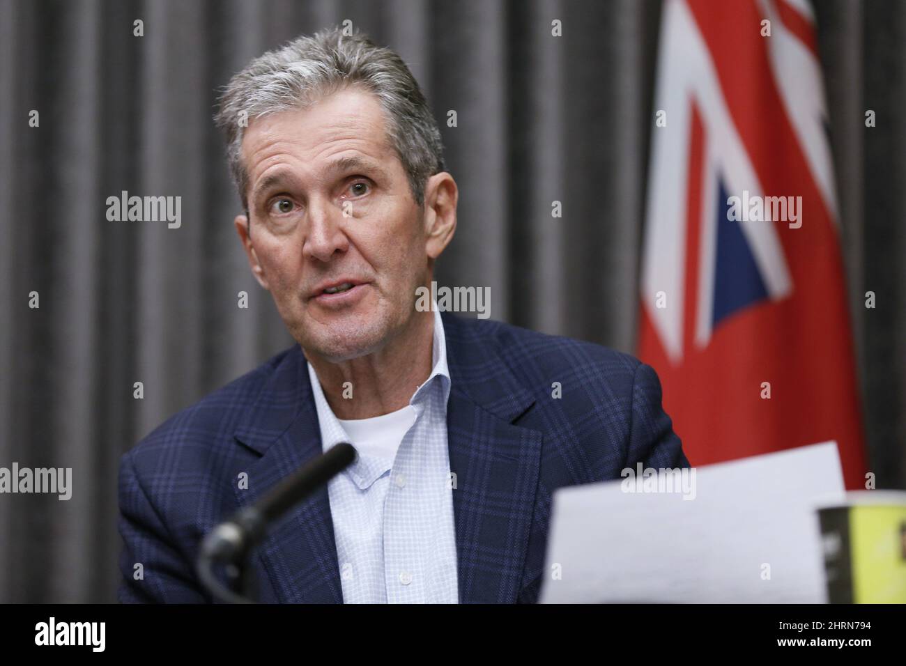 Manitoba Premier Brian Pallister speaks during the province's latest ...
