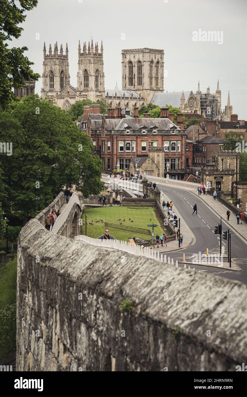 York City Walls towards York Minster Stock Photo - Alamy