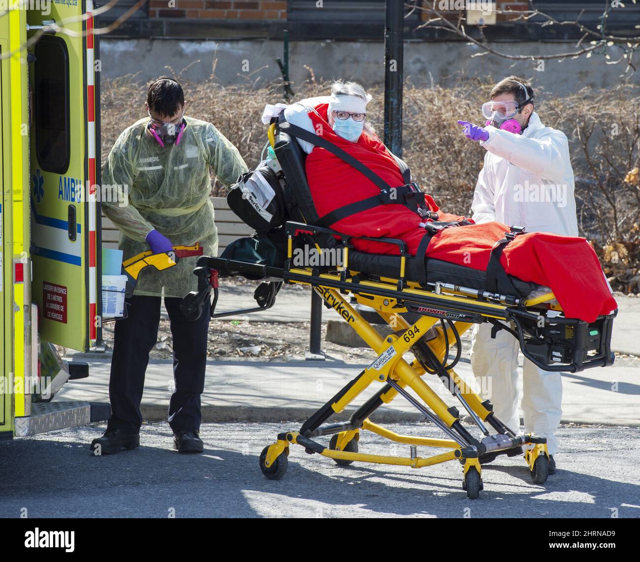 First responders bring in a patient to the emergency unit at the Verdun ...
