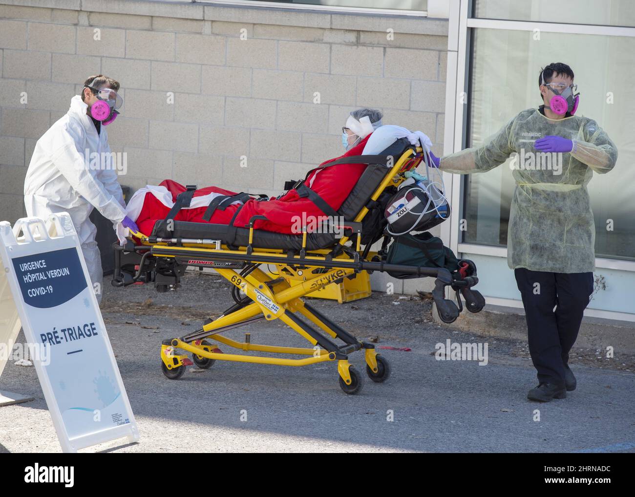 First responders bring in a patient to the emergency unit at the Verdun ...
