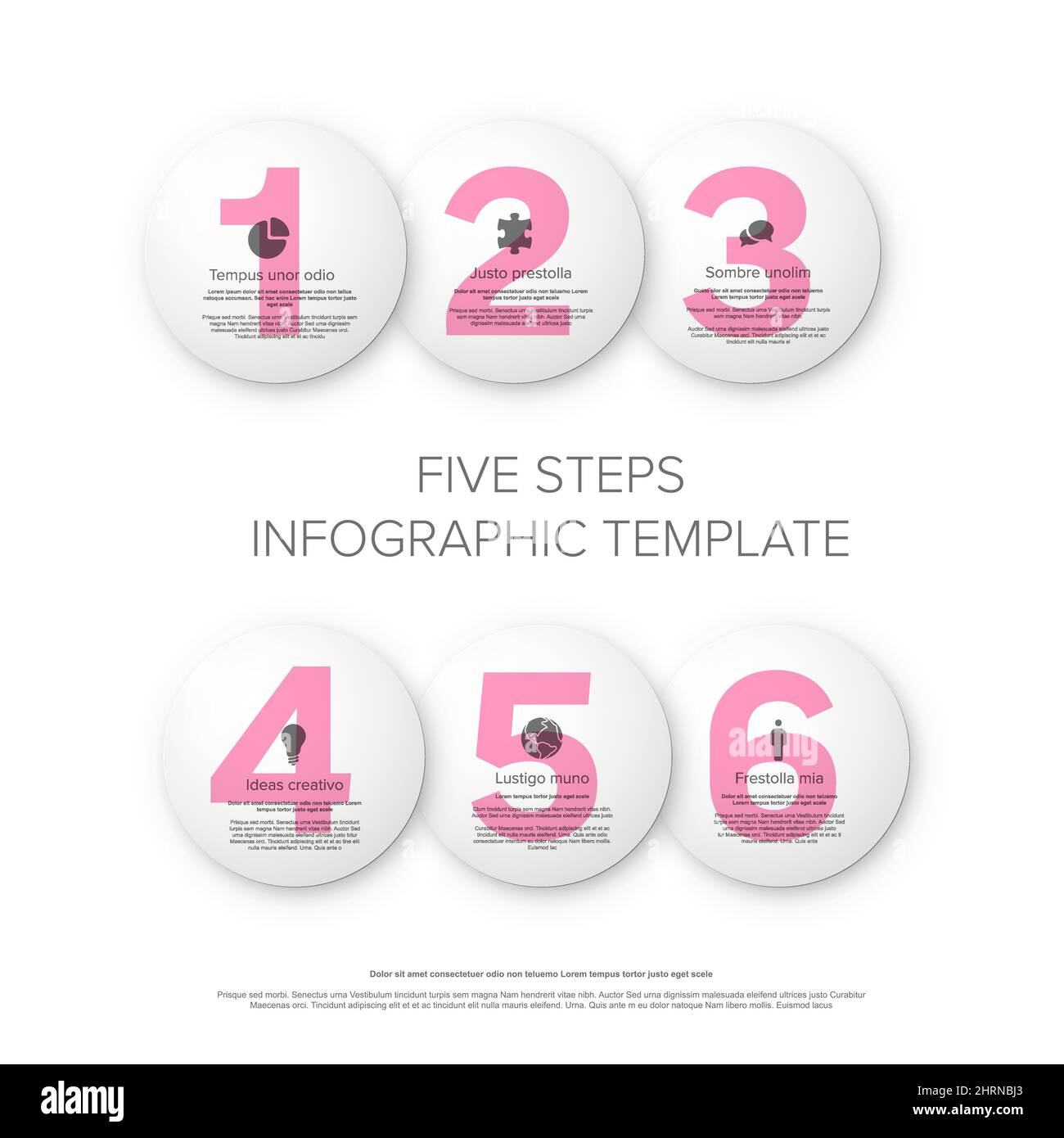 Vector light six circle progress button steps template with ...