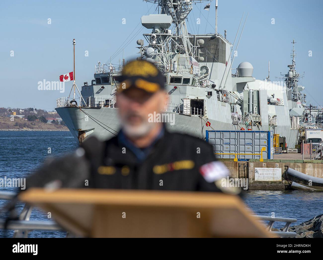 The Canadian flag on HMCS St. Johnâ€™s flies at half-mast as Rear ...