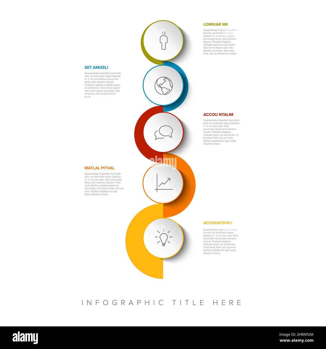 Vector vertical Infographic Company Milestones curved horizontal ...