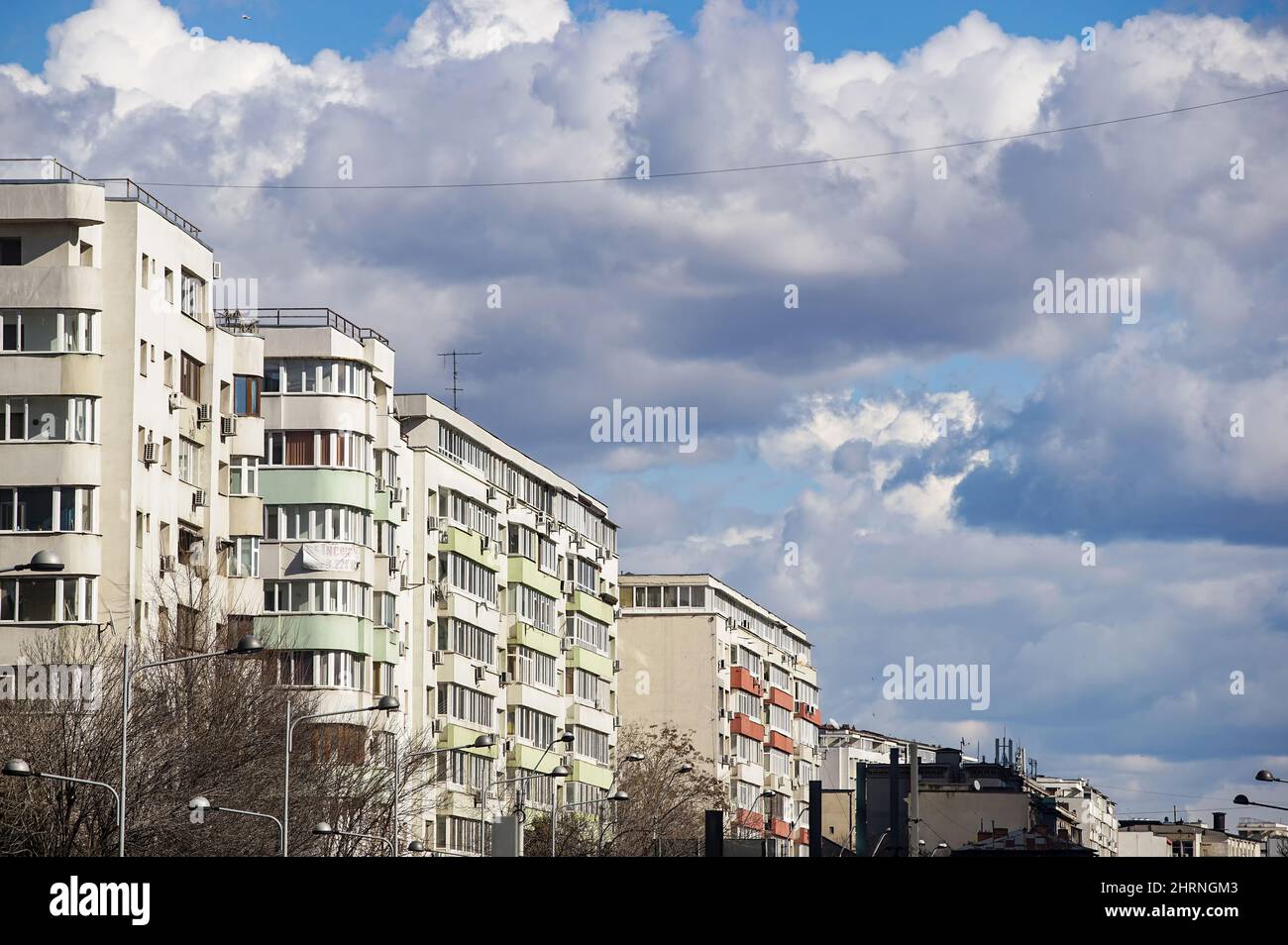 Bucharest, Romania - February 18, 2022: Cloudy sky above some large ...