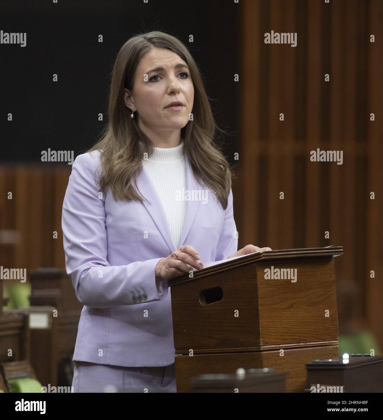 Conservative MP Raquel Dancho rises during a meeting of the Special ...