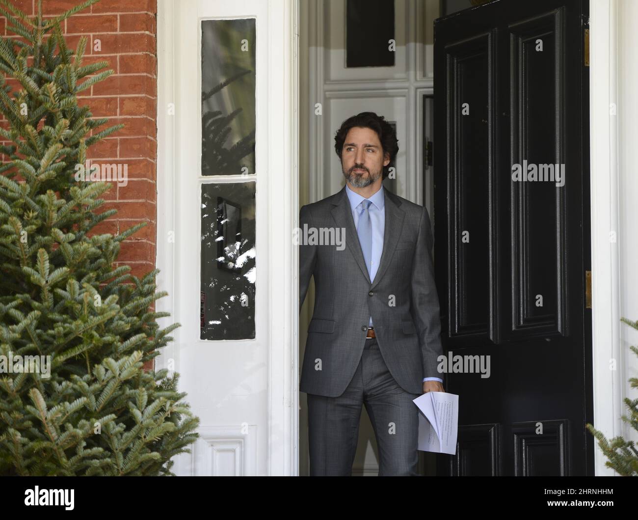 Prime Minister Justin Trudeau holds a press conference at Rideau ...