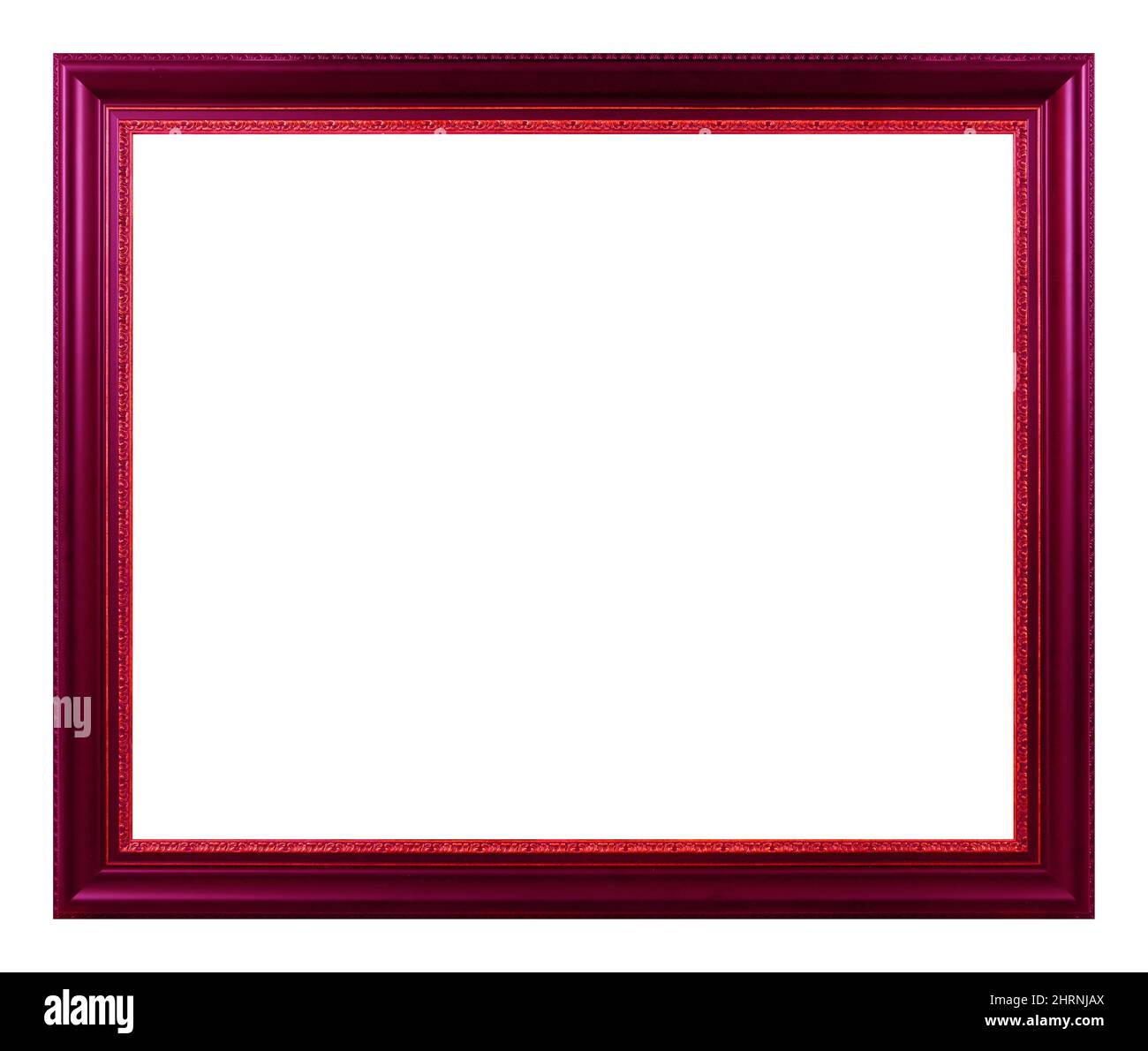 Antique golden pattern red wooden frame isolated on white background ...