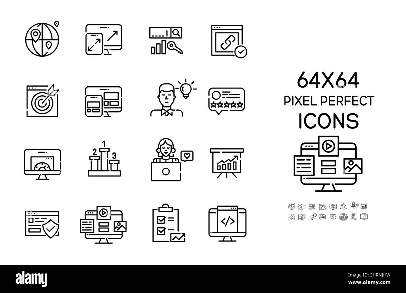 SEO and marketing strategies and tools. 64x64 Pixel perfect, editable ...