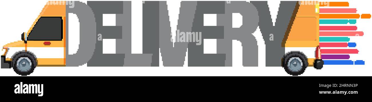 Delivery typography with delivery car illustration Stock Vector Image ...