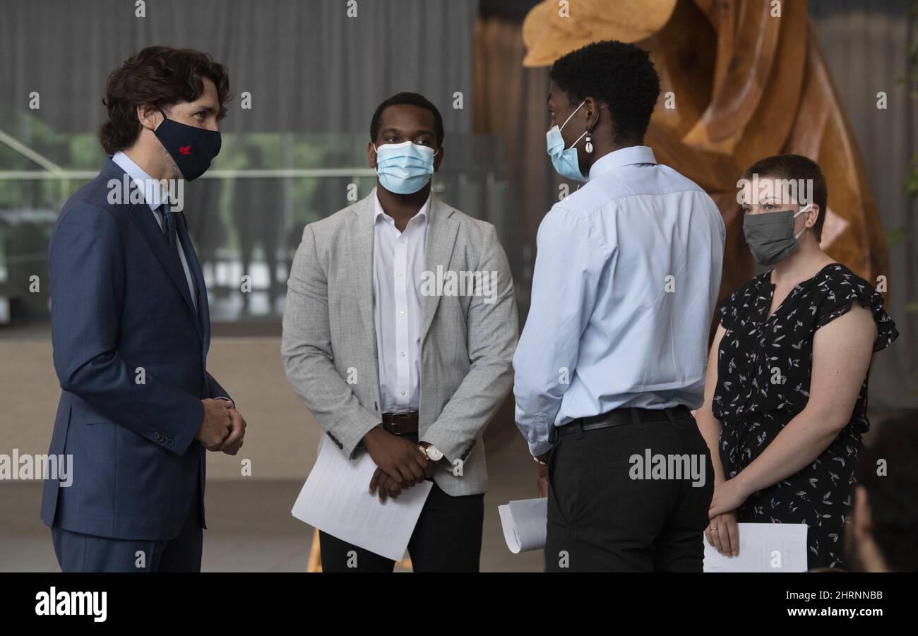 Prime Minister Justin Trudeau speaks with family of Caleb Adedze ...