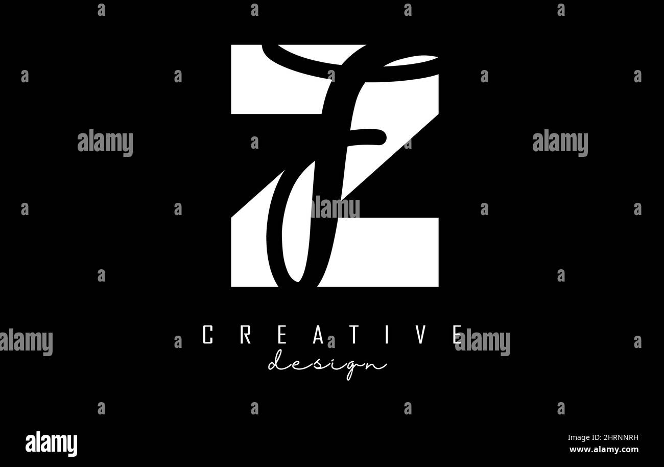 White and Black Letters ZF logo with a minimalist design. Letters Z and ...