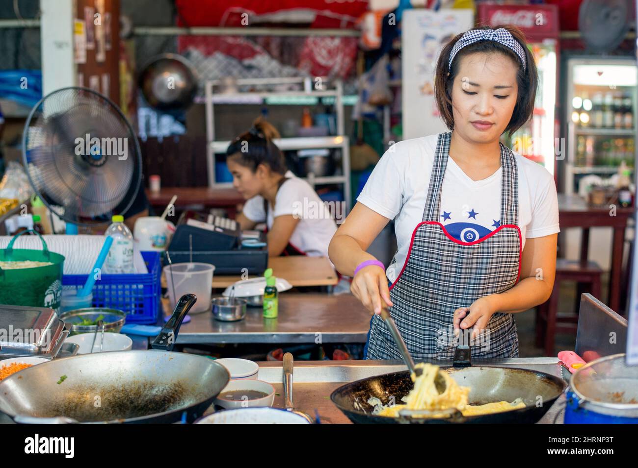Female chef at Grand night market, which is one of several night ...