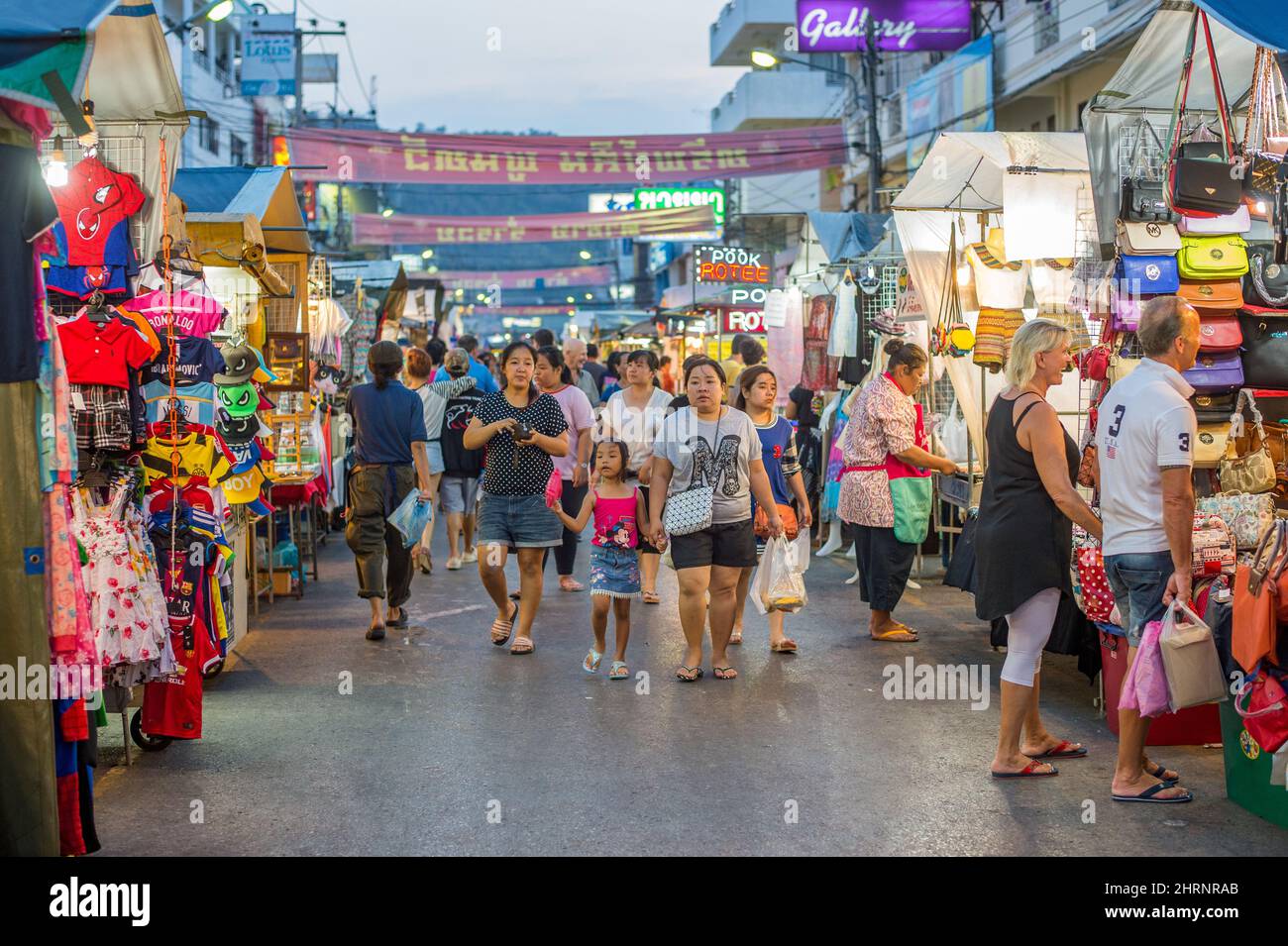 Urban scene from the famous night market in Hua Hin. Hua Hin is one of ...
