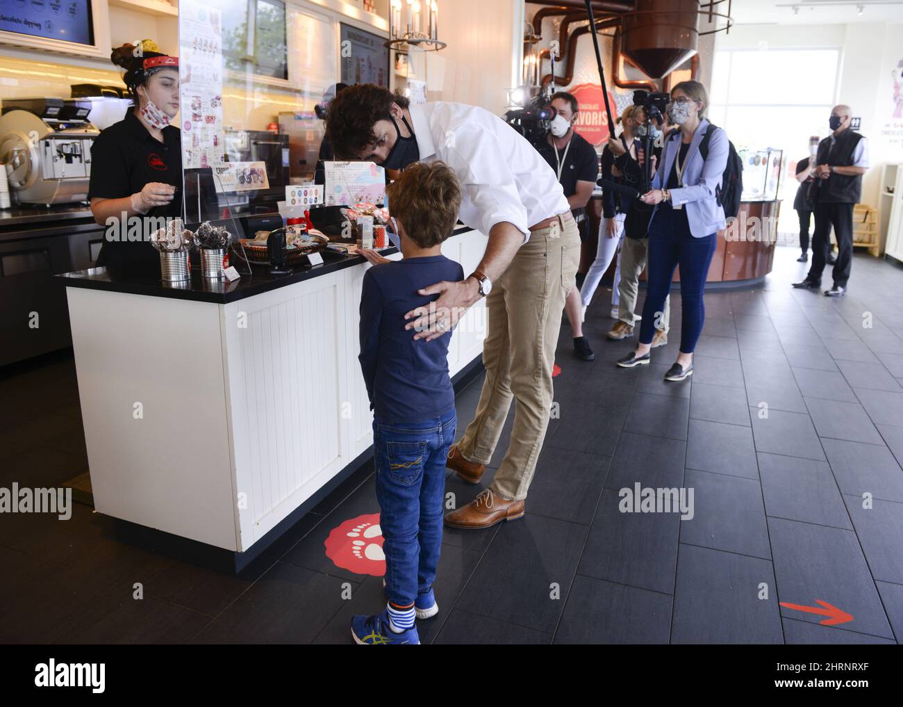 Prime Minister Justin Trudeau and son Hadrien Trudeau visit Chocolats ...