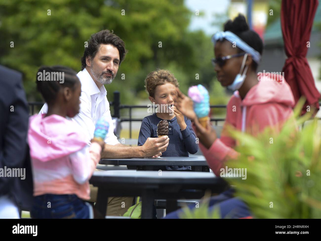 Prime Minister Justin Trudeau and son Hadrien Trudeau visit Chocolats ...