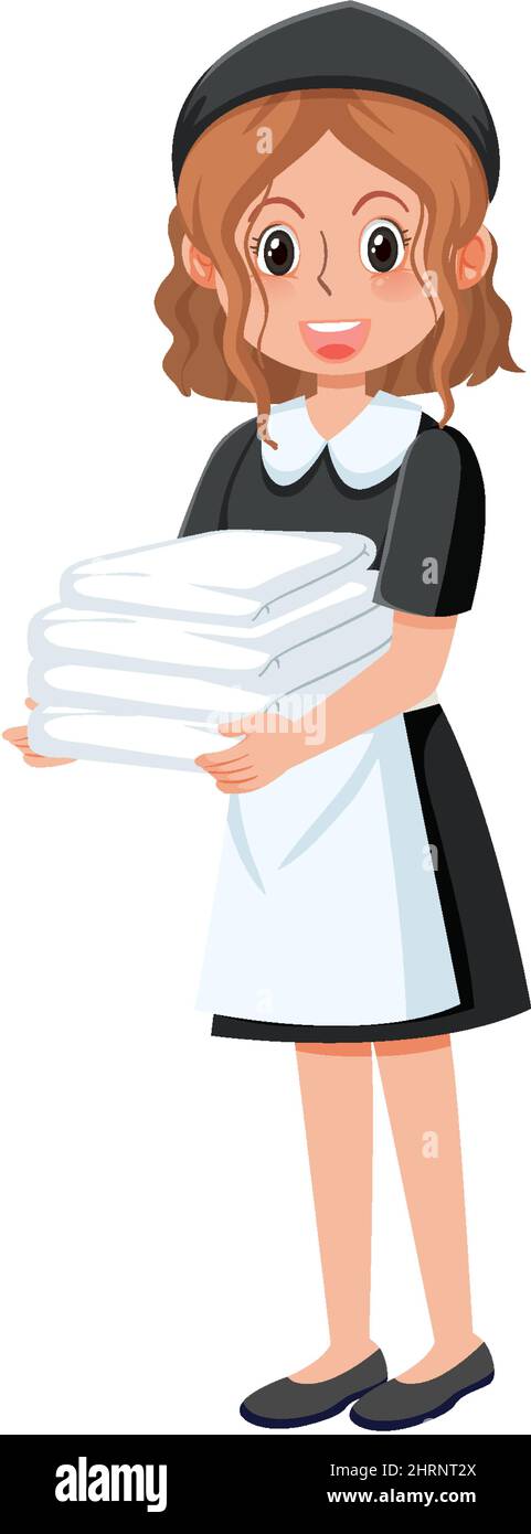A housekeeper cartoon character on white background illustration Stock ...