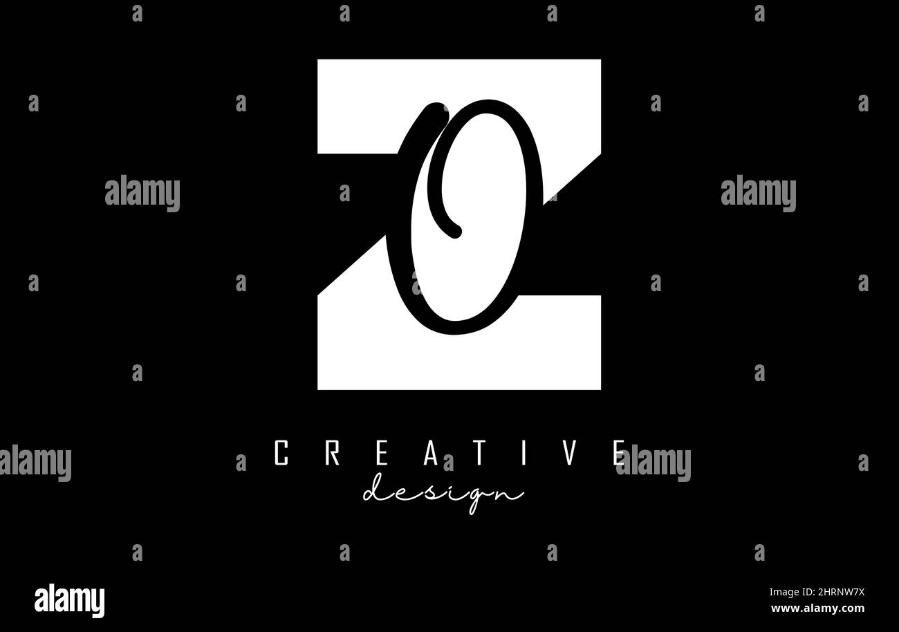 White and Black Letters ZO logo with a minimalist design. Letters Z and ...