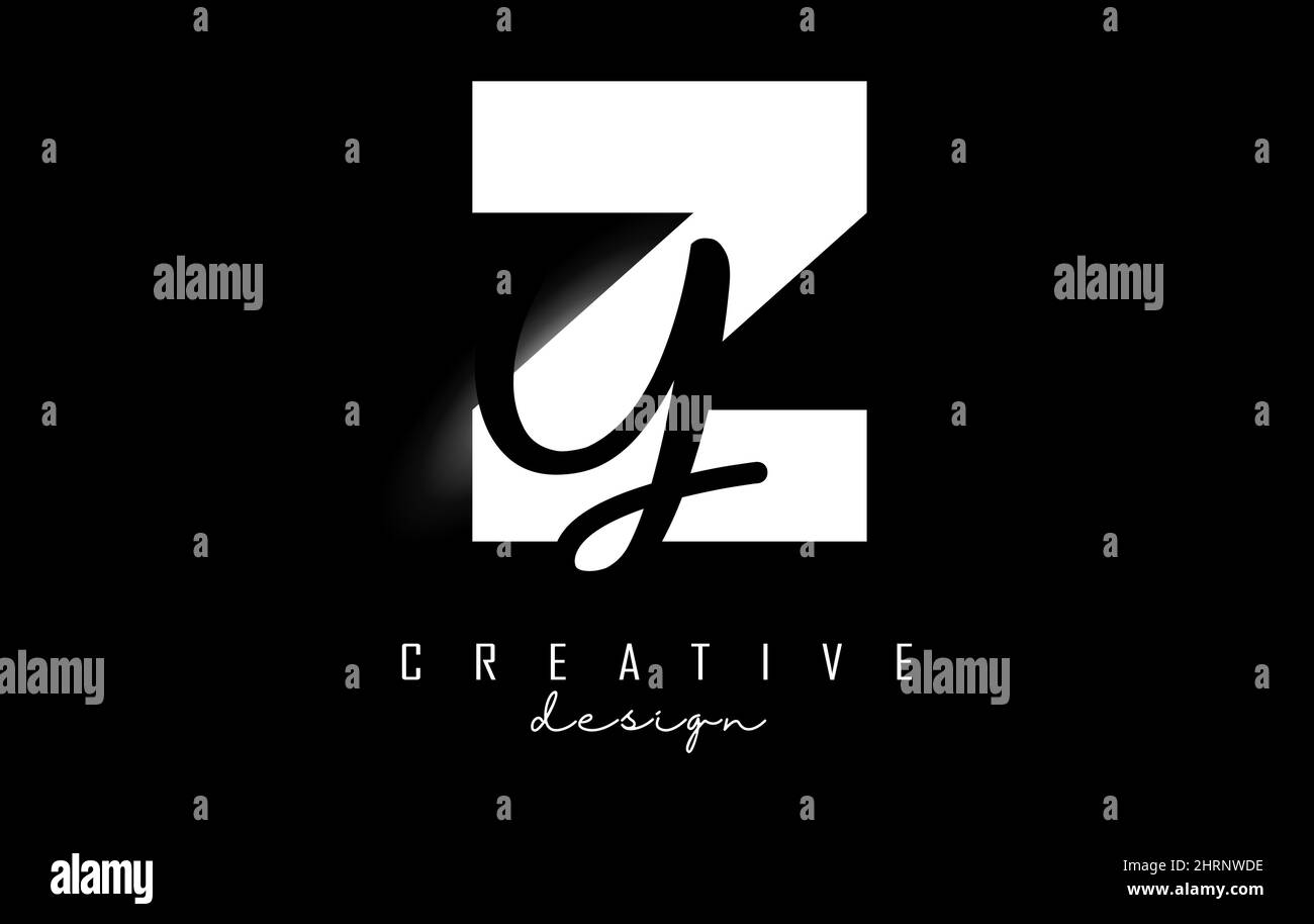 White and Black Letters ZY logo with a minimalist design. Letters Z and ...