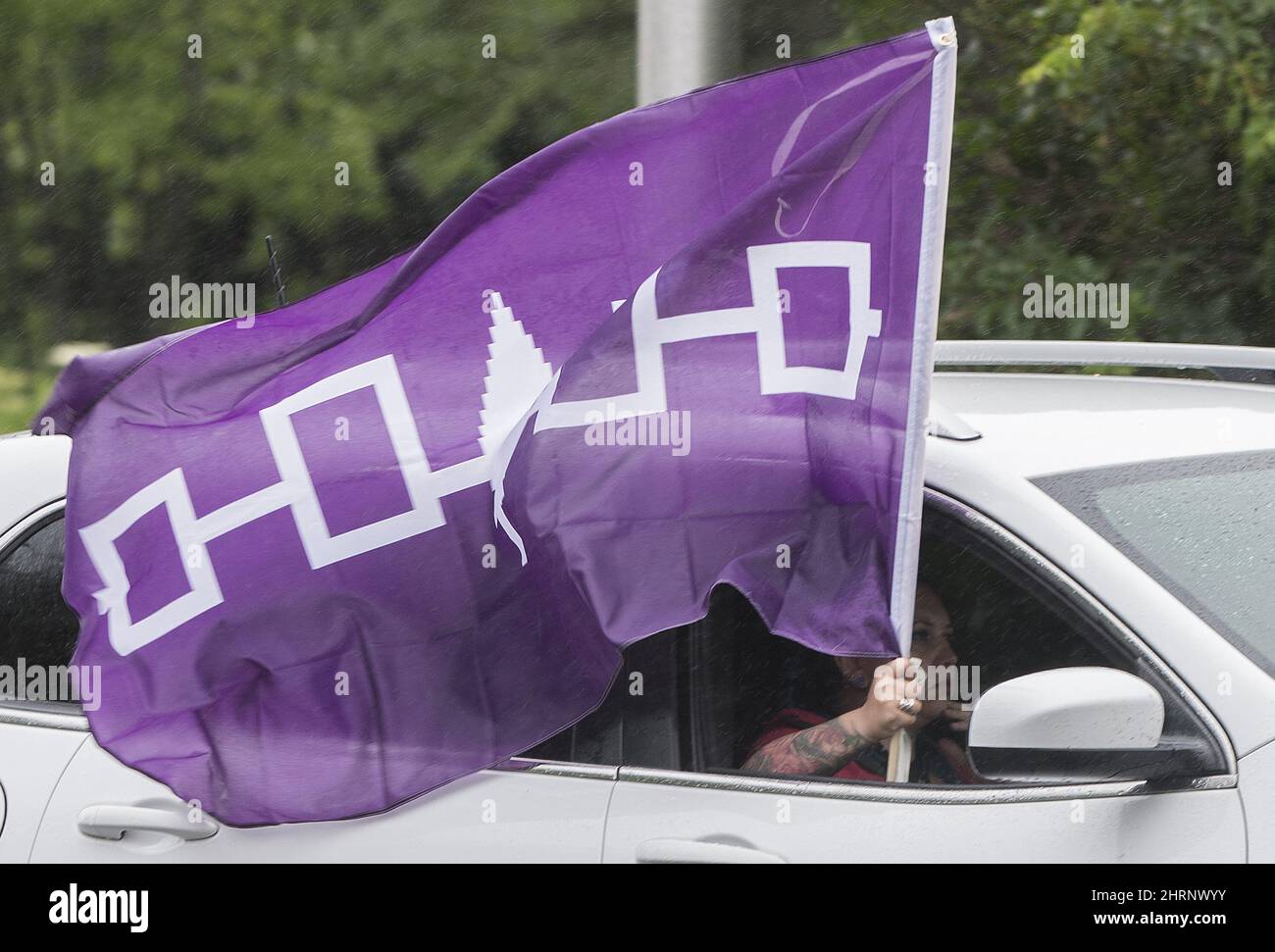 People take part in a convoy to commemorate the thirty year anniversary ...