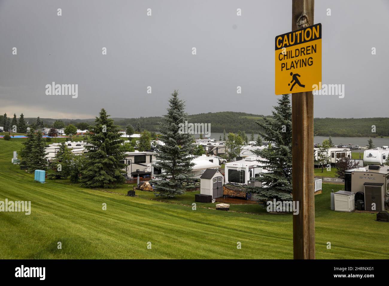 Recreational vehicles at the Green Acres RV resort, where the Pine Lake ...