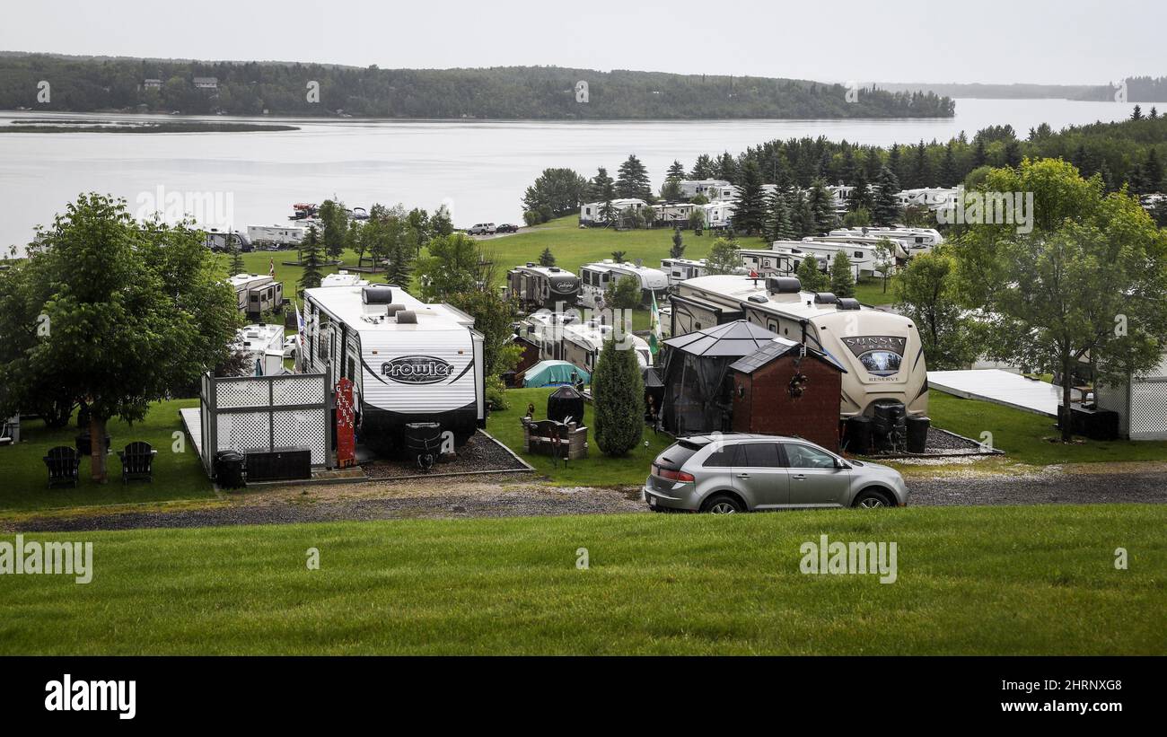 Recreational vehicles at the Green Acres RV resort, where the Pine Lake ...