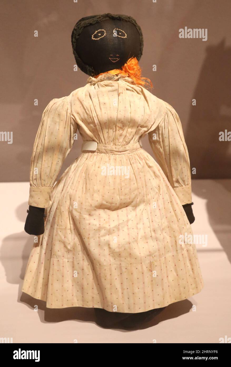 New York, USA. 25th Feb, 2022. A view of a doll, ca. 1850- 60 made by famed author, and former ...