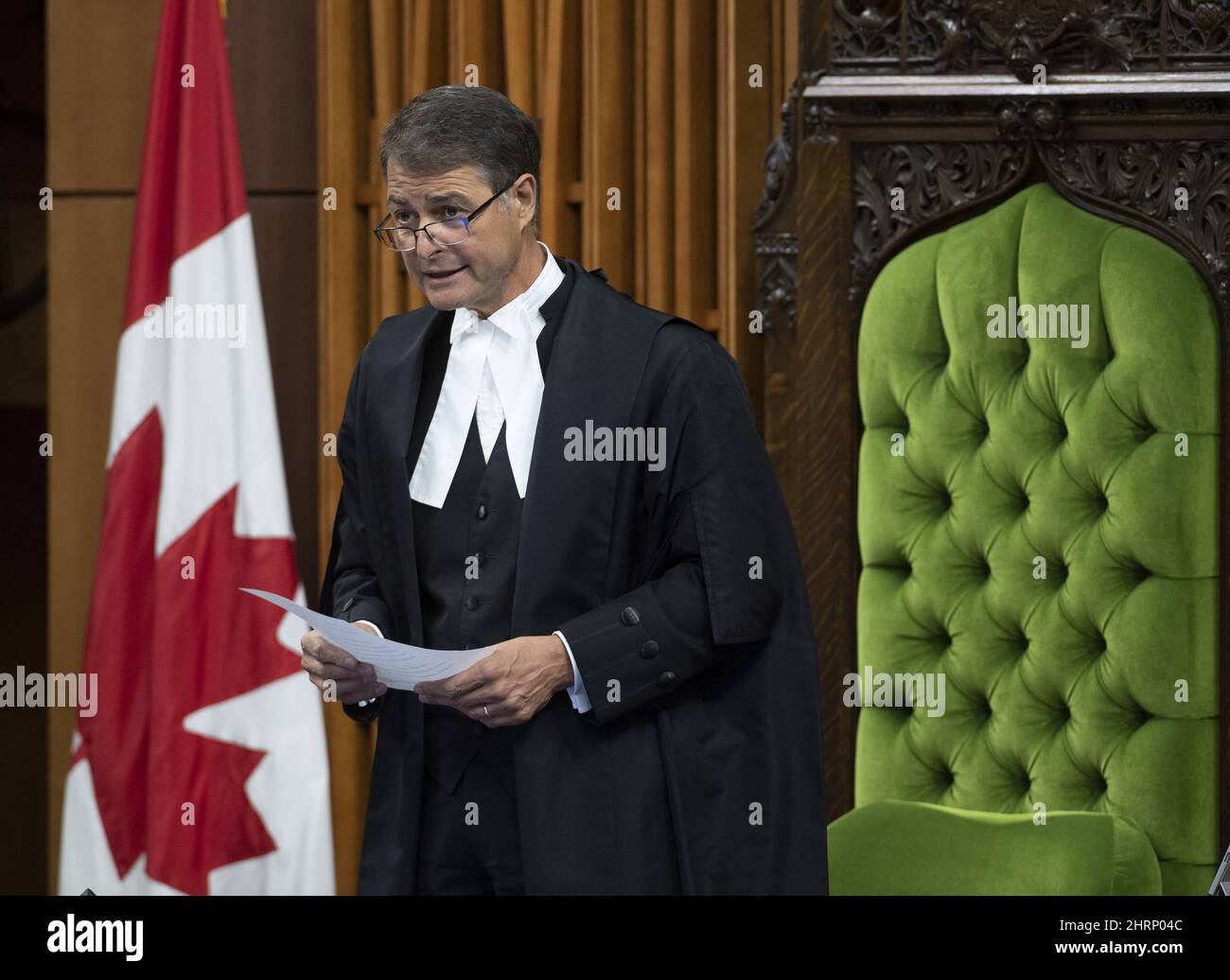 Speaker of the House of Commons Anthony Rota rises in the chamber as he ...