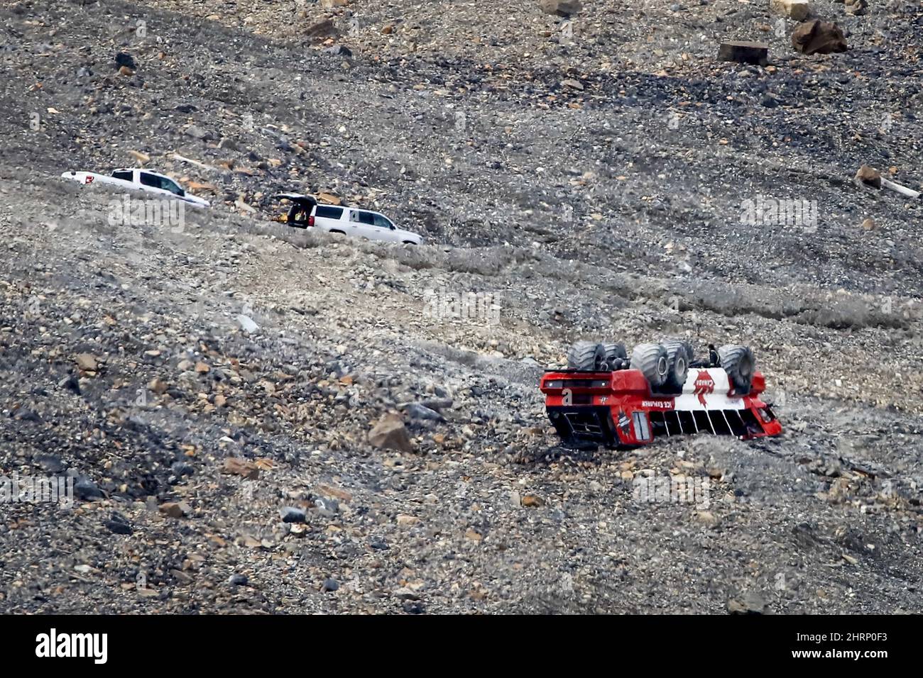 RCMP attend the scene of a sightseeing bus rollover at the Columbia ...