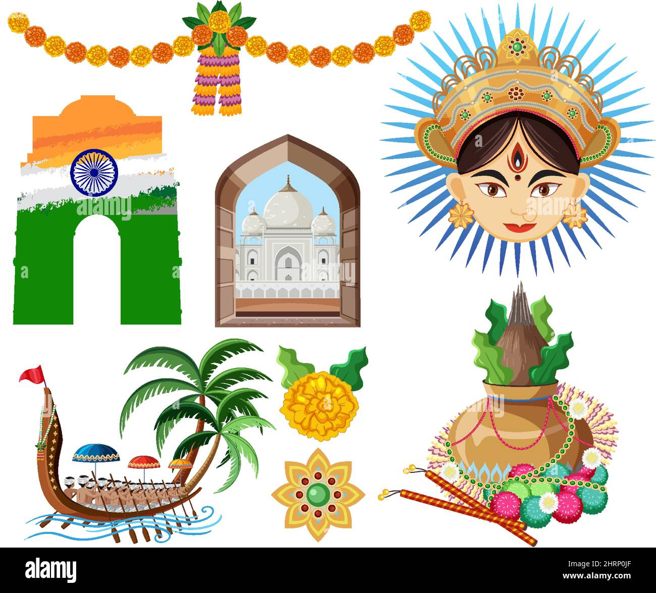 Set of indian elements on white background illustration Stock Vector ...