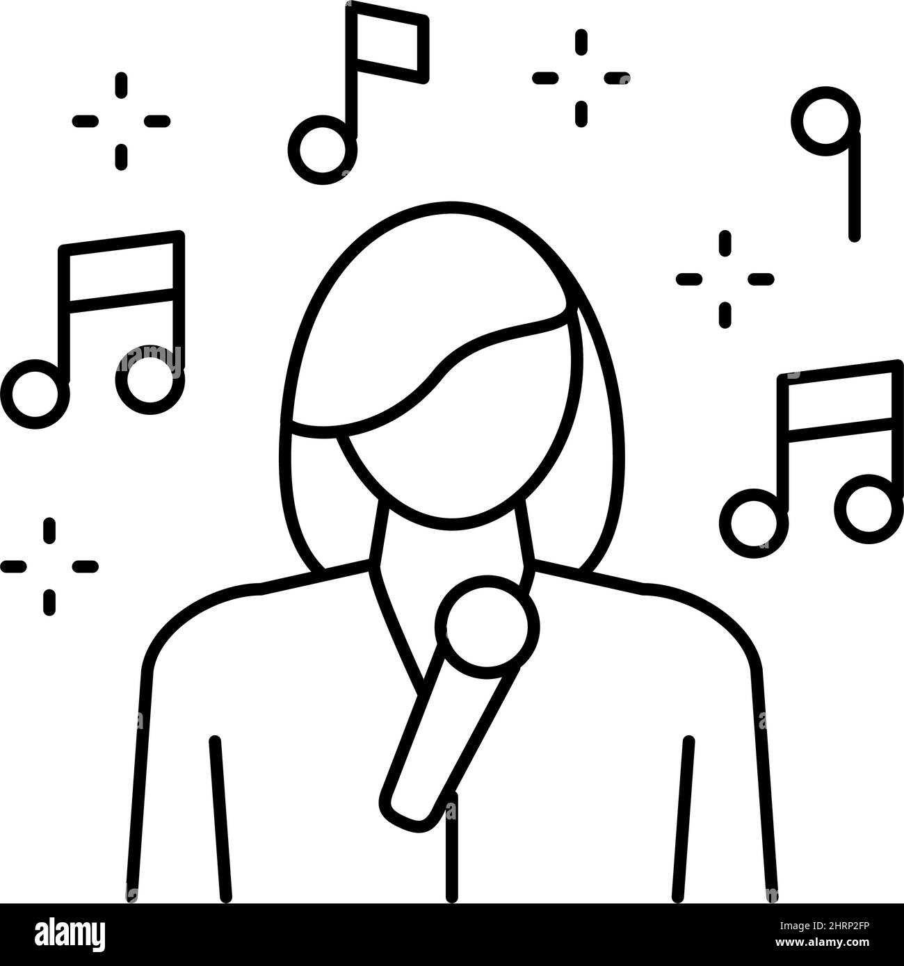 singer woman singing song in microphone line icon vector illustration ...